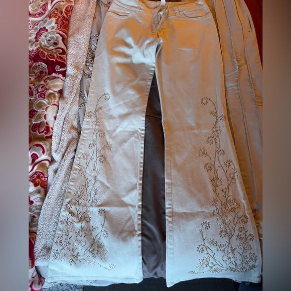 Pants & Jumpsuits | Super Cute Very Light Tan Pants With Bling On The ...